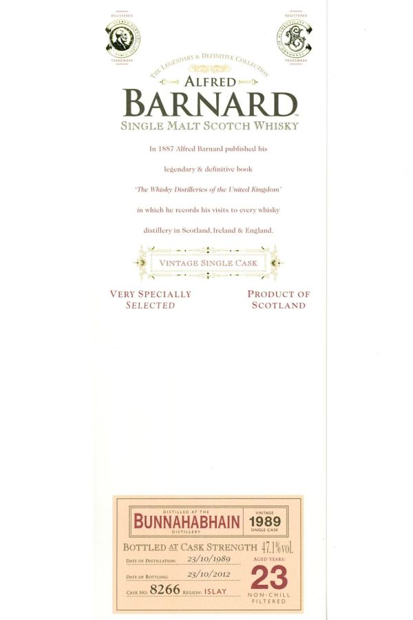 ALFRED BARNARD Bunnahabhain 1989 23 years Single Cask 布納哈本 1989 23年 單桶原 ...