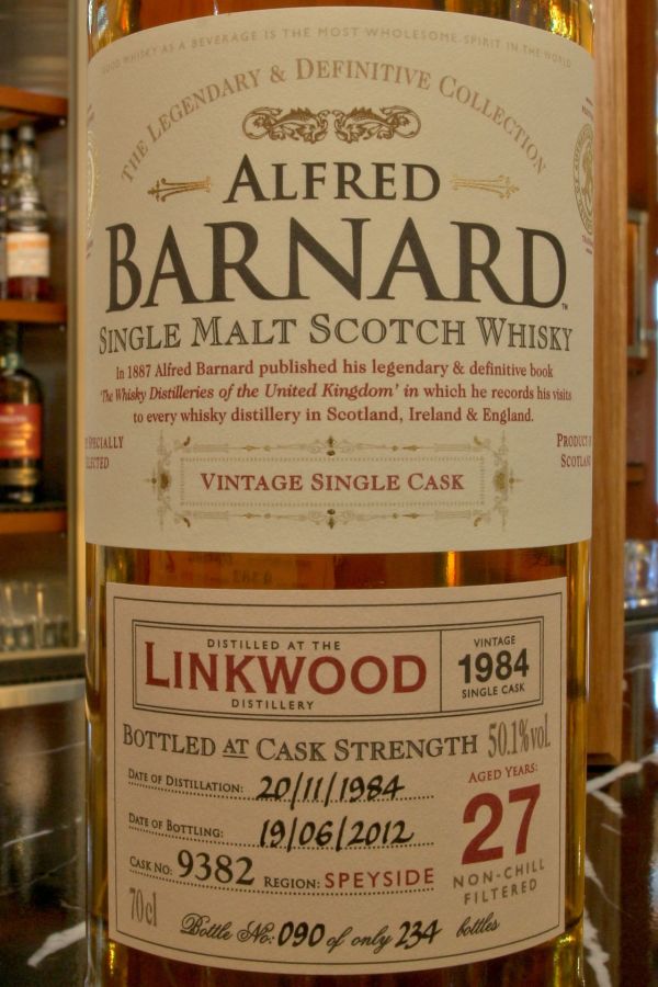 ALFRED BARNARD Linkwood 1984 27 years Single Cask 林肯伍德 1984 27年 單桶原酒 ...