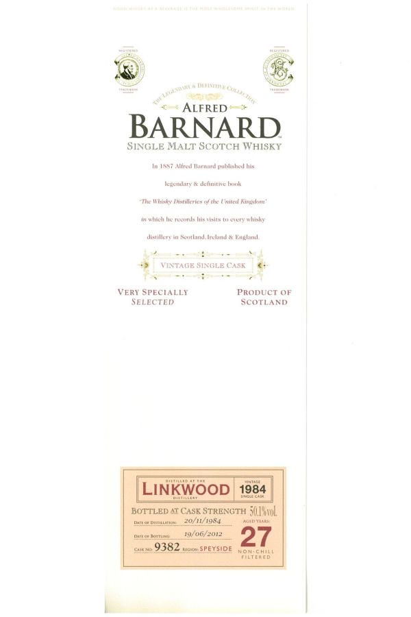 ALFRED BARNARD Linkwood 1984 27 years Single Cask 林肯伍德 1984 27年 單桶原酒 ...