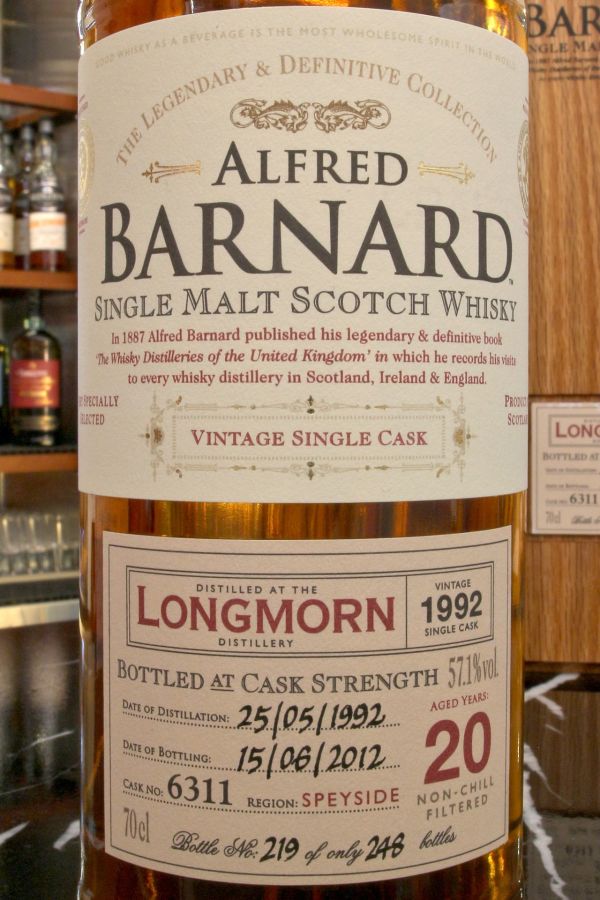 ALFRED BARNARD Longmorn 1992 20 years Single Cask 朗摩 1992 20年 單桶原酒 ...