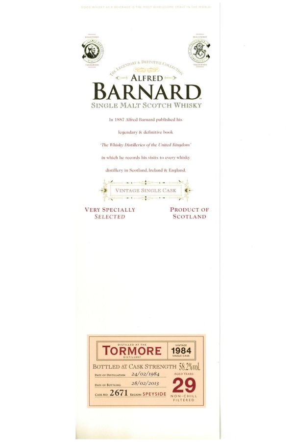 ALFRED BARNARD Tormore 1984 29 years Single Cask 托摩爾 1984 29年 單桶原酒 ...