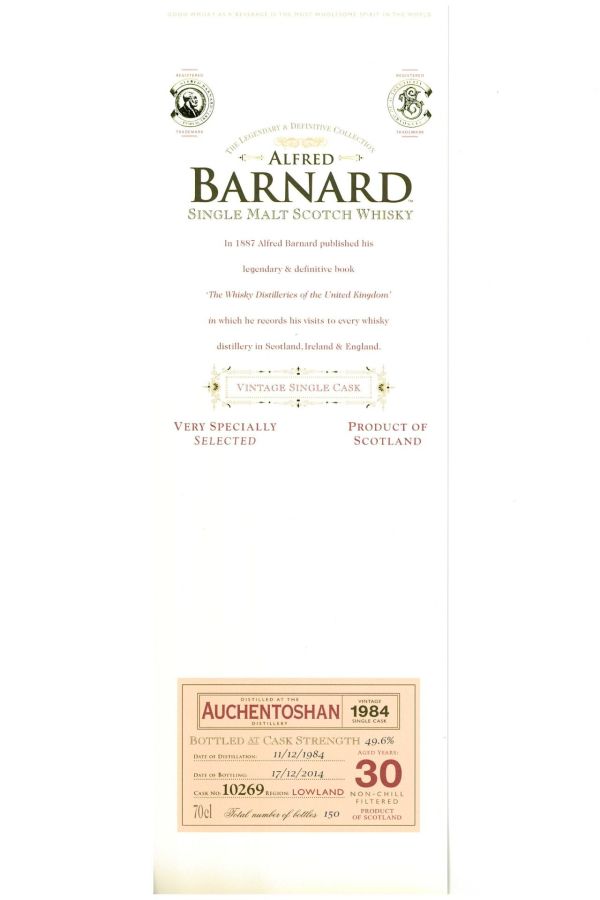 ALFRED BARNARD Auchentoshan 1984 30 years Single Cask 歐肯特軒 1984 30年 單桶原 ...